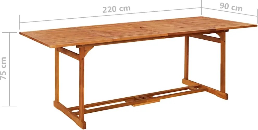 Zahradní jídelní stůl 220 x 90 x 75 cm masivní akáciové dřevo 315946
