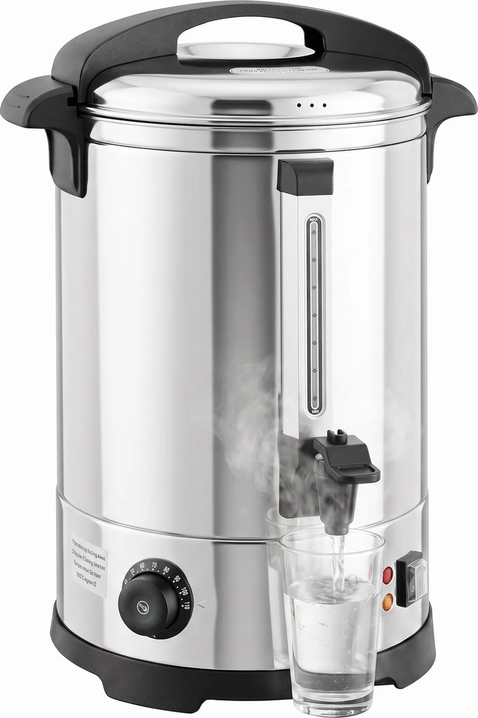 HOMCOM ohřívač vody 6,5 L, 1500 W, nerezová ocel, s termostatem, funkcí udržování teploty a výpustným kohoutkem