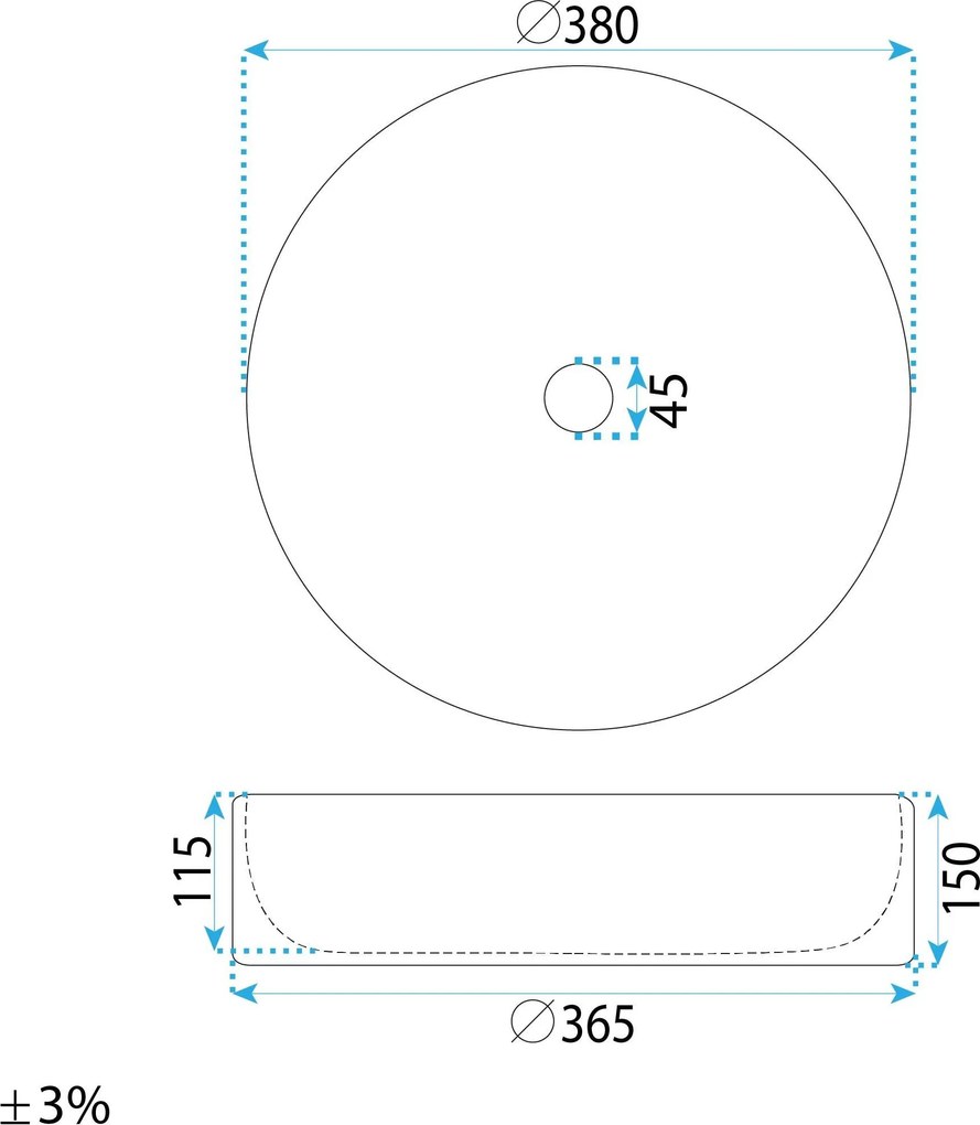 Rea Duo, umyvadlo na desku 380x380x145 mm, bílá lesklá, REA-U3602