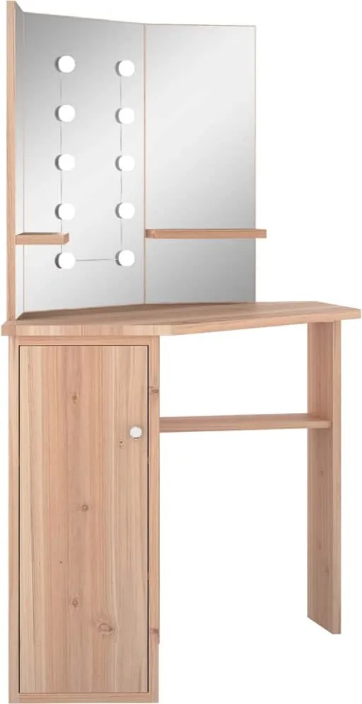 Rohový toaletní stolek s LED světlem dub 111 x 54 x 141,5 cm 326533