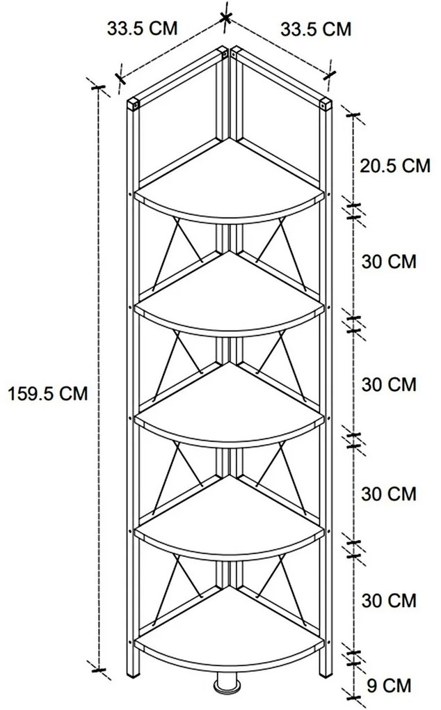 Rohový regál RUMELT 5 barva borovice