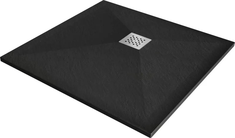 Mexen Stone+ kompozitová čtvercová sprchová vanička 80 x 80 cm, černá - 44708080