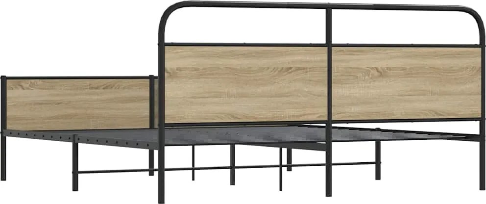 Kovový rám postele bez matrace kouřový dub 193 x 203 cm 3318676