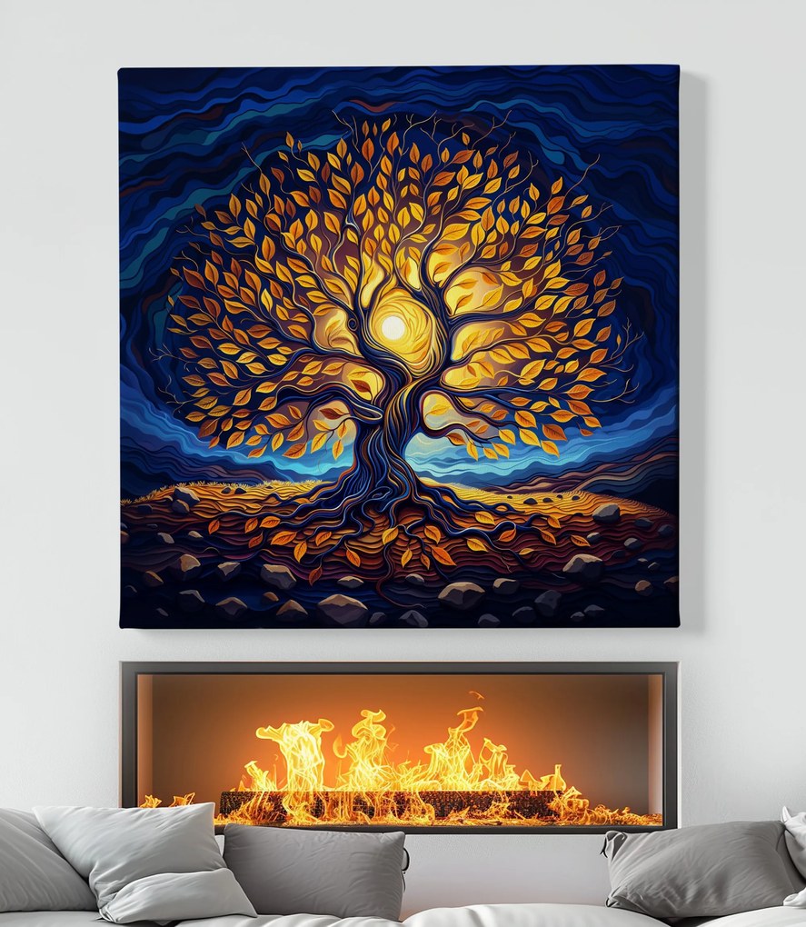 Obraz na plátně - Strom života Slunce v duši FeelHappy.cz Velikost obrazu: 80 x 80 cm