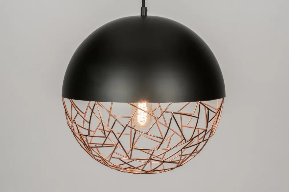Závěsné industriální designové svítidlo nad stůl Signature Combino Nero and Copper