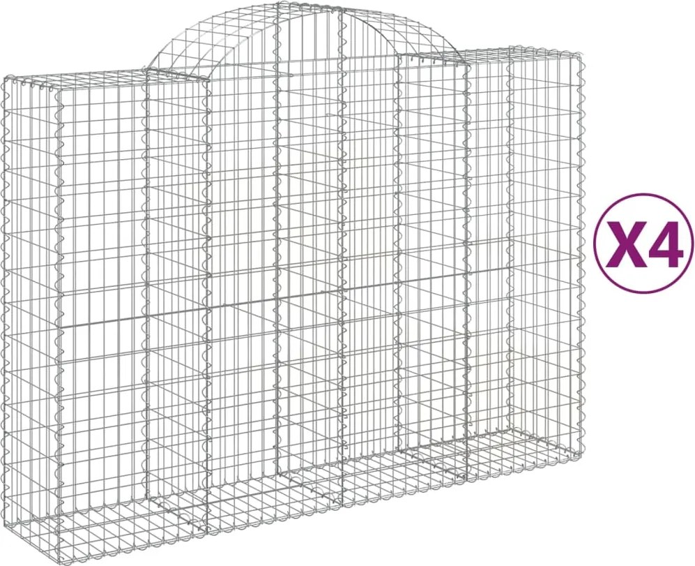 Klenuté gabionové koše 4 ks 200x50x140/160cm pozinkované železo 3146364