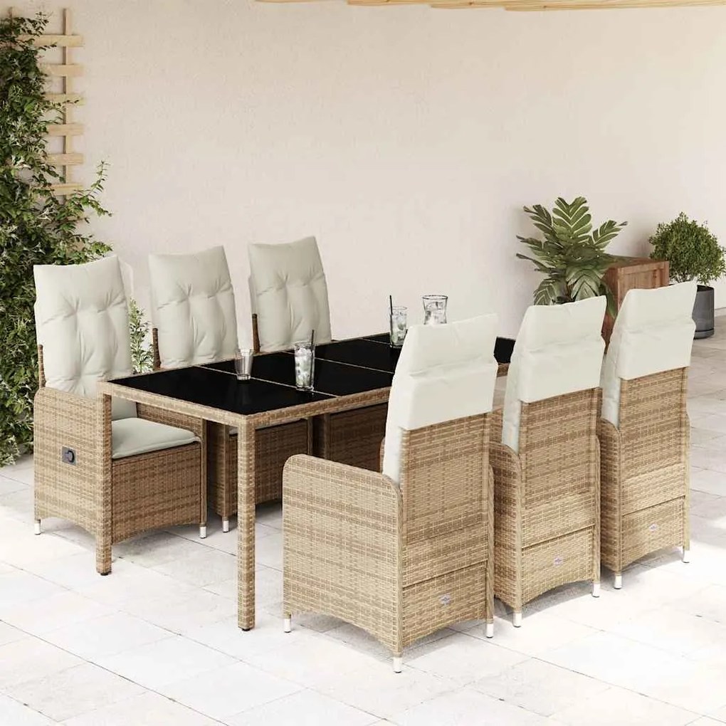7dílný zahradní bistro set s poduškami béžový polyratan 3277101