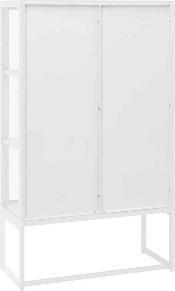 Komoda bílá 80 x 35 x 135 cm ocel a tvrzené sklo 335884