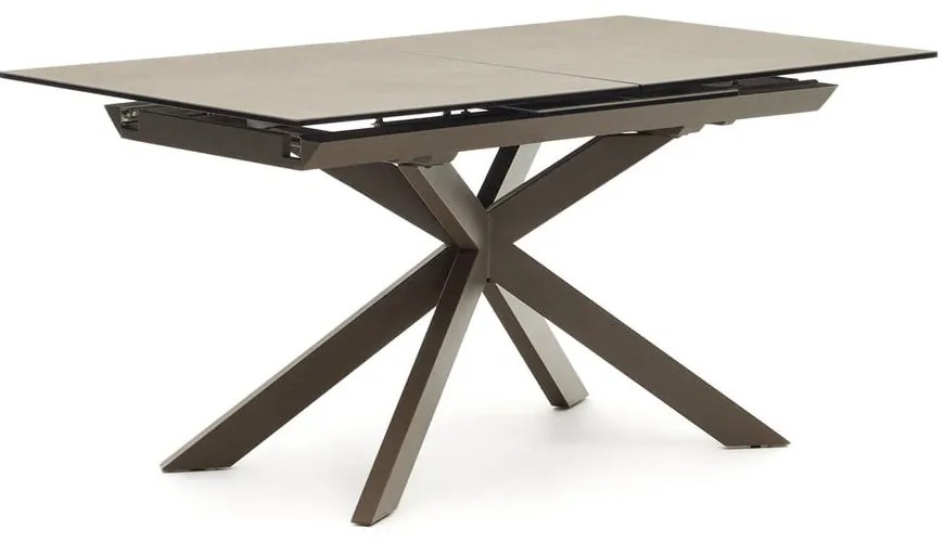 Hnědý rozkládací jídelní stůl s keramickou deskou 90x160 cm Atminda – Kave Home