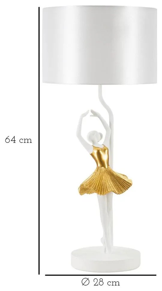 Stolní lampa s textilním stínidlem v bílo-zlaté barvě (výška 64 cm) Dancer – Mauro Ferretti