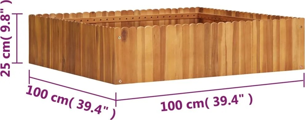 vidaXL Vyvýšený záhon 100 x 100 x 25 cm masivní akáciové dřevo [45922]