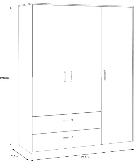 Šatní skříň URO 152x190 cm dub artisan/bílá