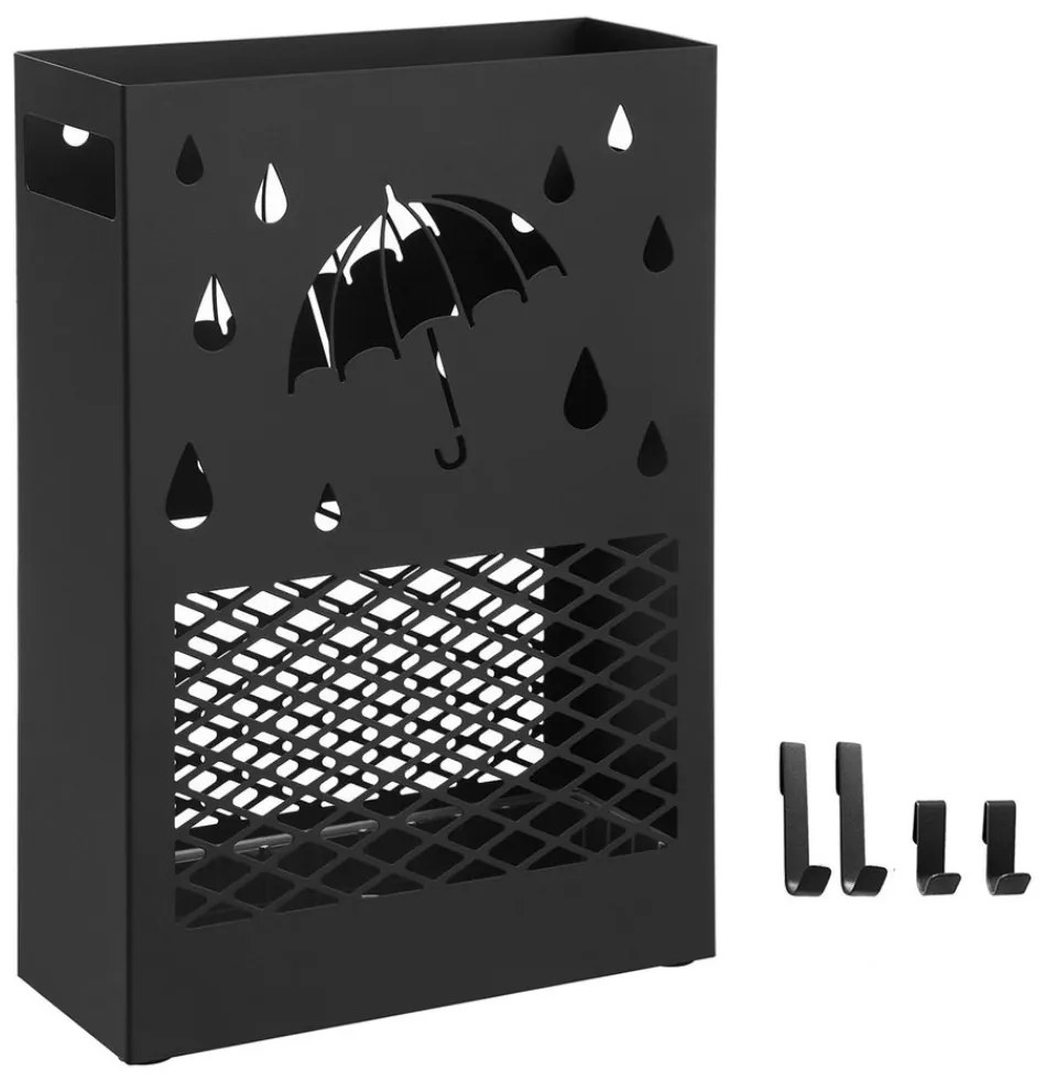 Kovový stojan na deštníky RAIN, 28x12x41cm, černá SongmicsHome