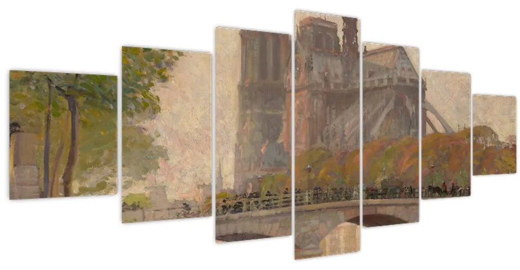 Obraz - Robert William Vonnoh, Notre Dame de Paris, reprodukce (210x100 cm)