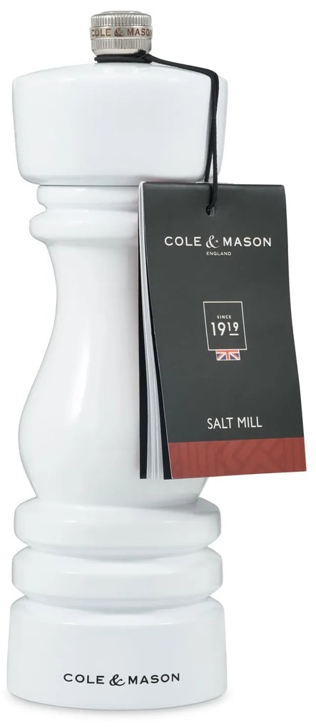 Cole&Mason Mlýnek na sůl London White Gloss Precision+ 18 cm