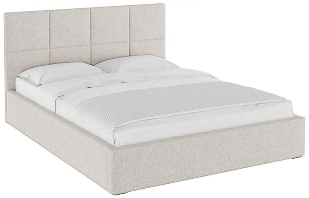 OnaDnes -20% Béžová látková dvoulůžková postel MESONICA Bufo 160 x 200 cm s prošíváním