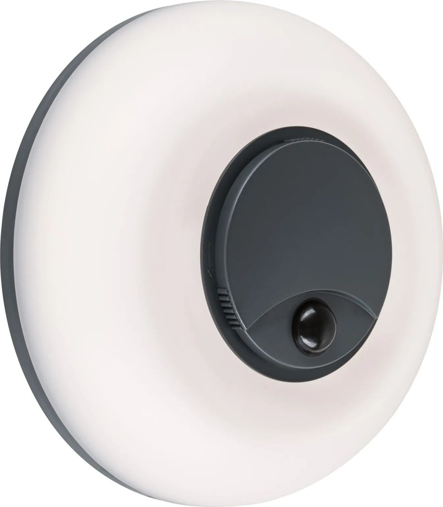 P 94956 LED venkovní nástěnné svítidlo Aureva pohybové čidlo IP65 kruhové 220mm 2200 - 4000K 20,5W 230V antracit/bílá polykarbonát - PAULMANN
