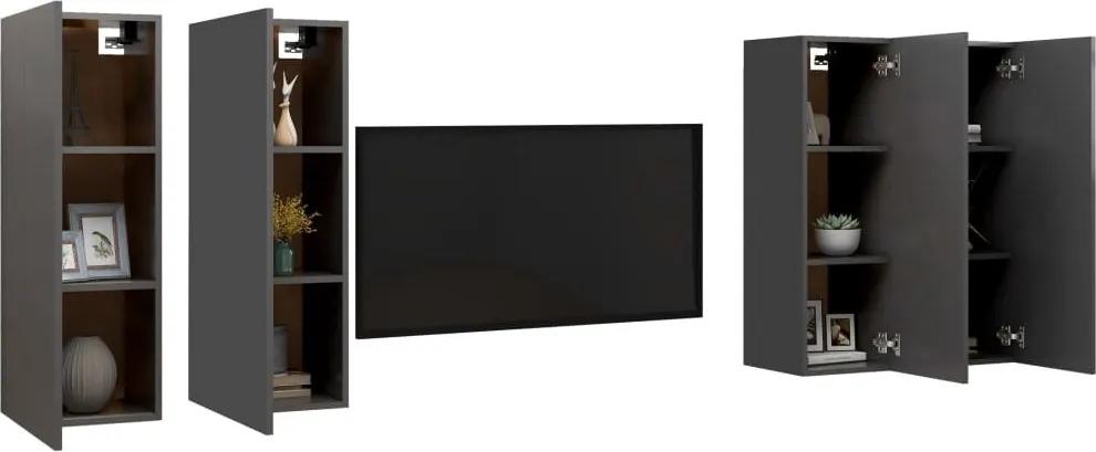 vidaXL TV skříňky 4 ks 30,5 x 30 x 90 cm kompozitní dřevo [3078951] Barva: bílá s vysokým leskem