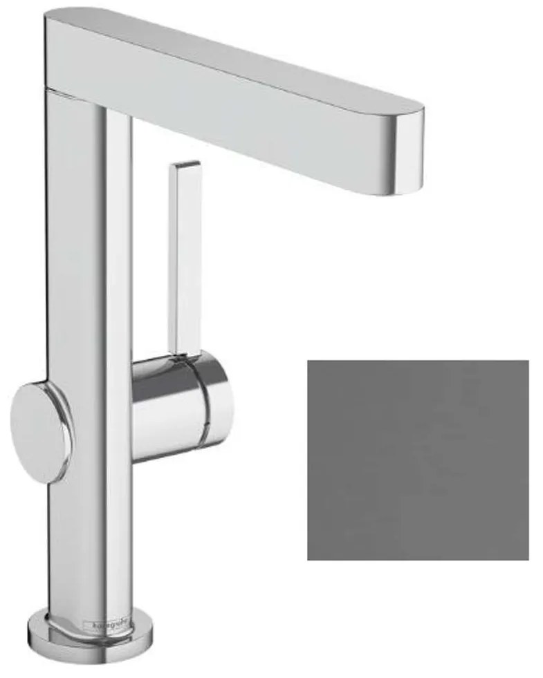 Hansgrohe Finoris - Umyvadlová baterie, s výpustí Push-Open a otočným výtokem, kartáčovaný černý chrom 76060340