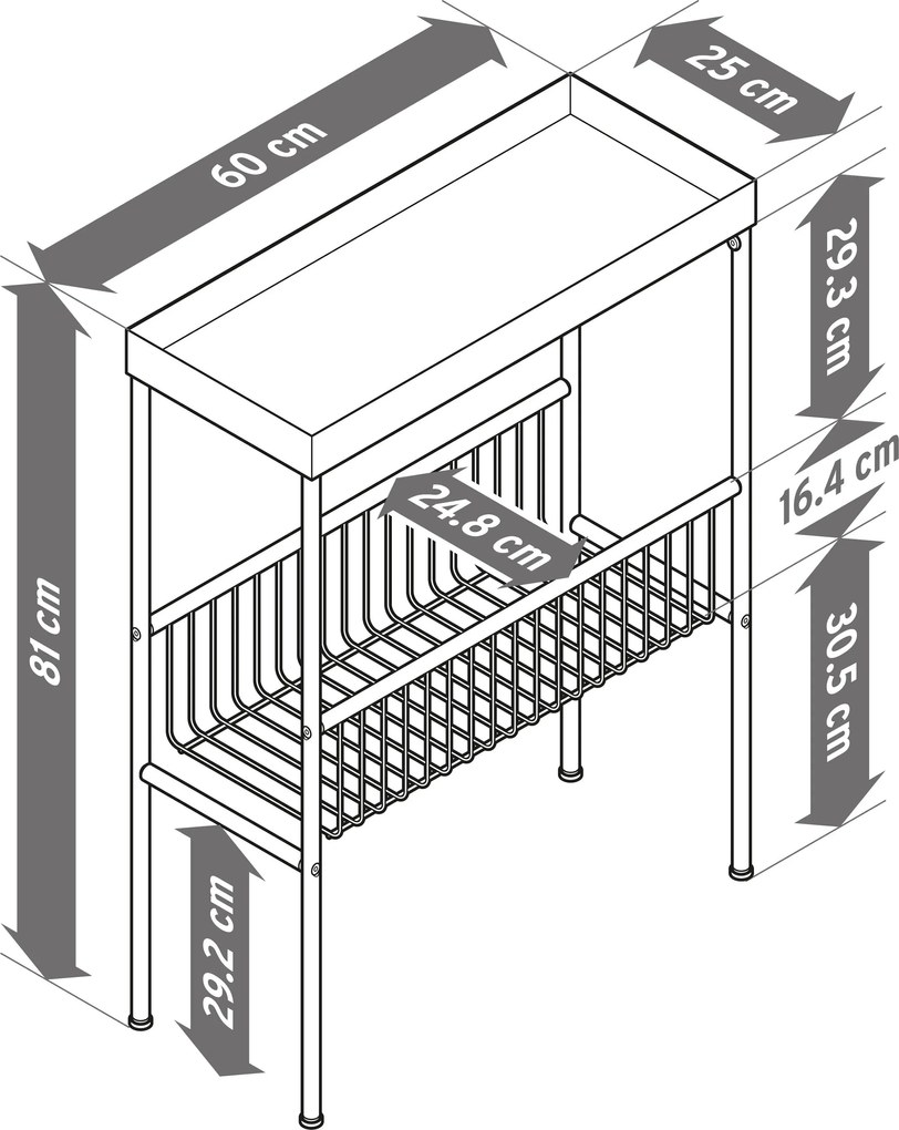Tchibo - Úzká konzola s policemi - barva: černá