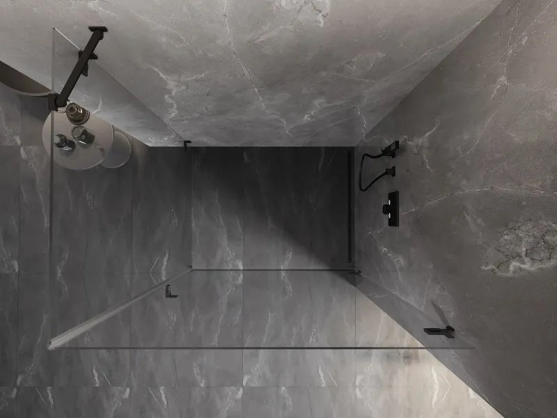 Mexen Lunar-B pravostranný výklopný sprchový kout 85 x 70 cm, čiré sklo, černá matná, 832-085-070-70-00-P