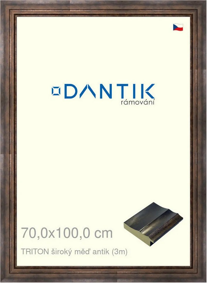 DANTIK rámeček 70x100 | TRITON široký měď antik (Plexi Čiré)