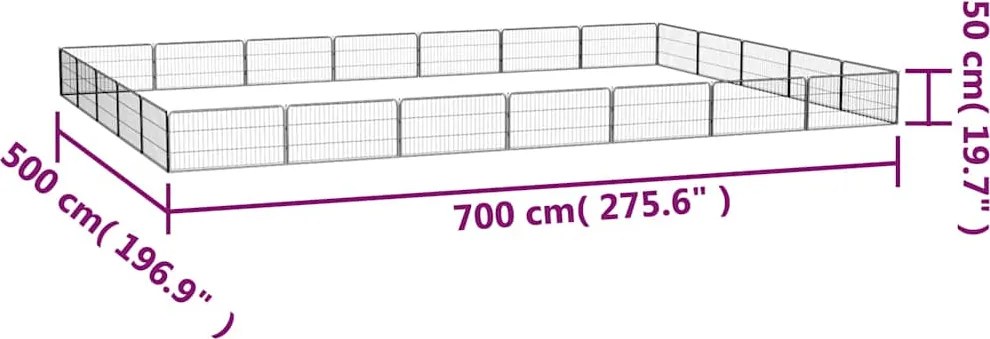 24panelová ohrádka pro psy černá 100 x 50 cm práškovaná ocel 3115971