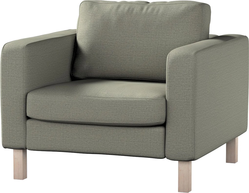Potah na křeslo IKEA Karlstad, krátký barva šedá látka pletený vzor