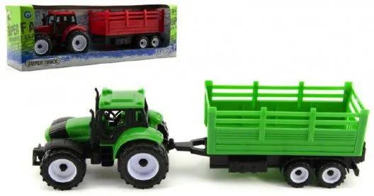 Teddies Traktor s přívěsem 28 cm