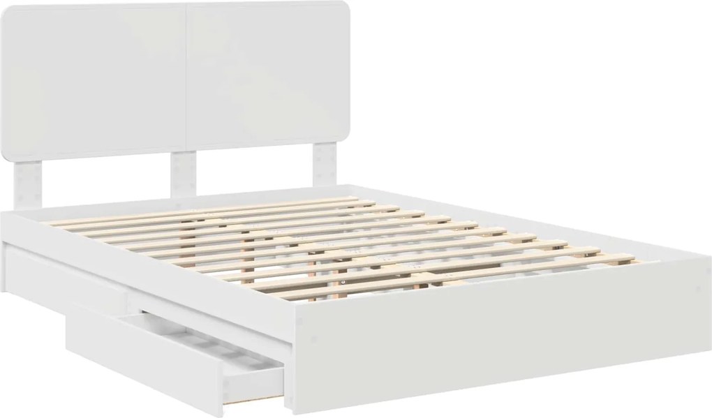 Postel s úložným prostorem Bílá 160 x 200 cm Kompozitní dřevo 3412665