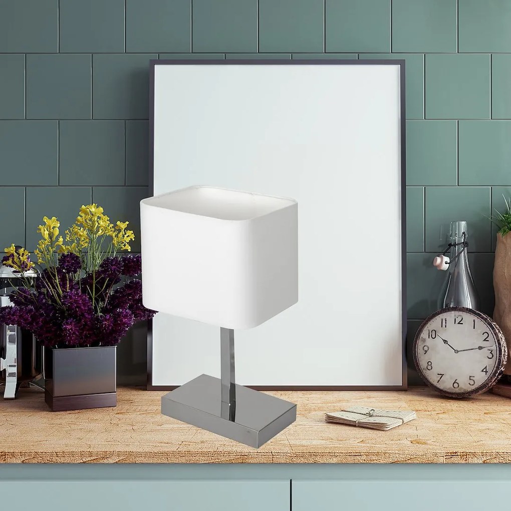 Stolní lampa Napoli, 1x bílé textilní stínítko,