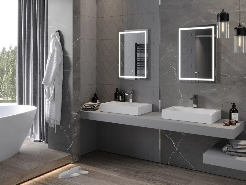 Mexen Miko, LED koupelnové zrcadlo s podsvícením 50 x 70 cm, 6000K, ochrana proti zamlžování, 9819-050-070-611-00