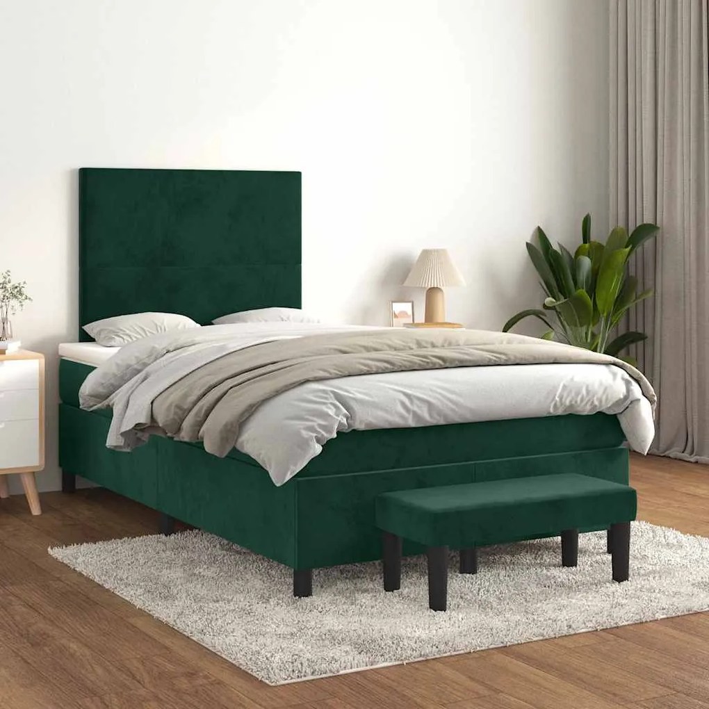 Box spring postel s matrací tmavě zelená 120x190 cm samet 3270460