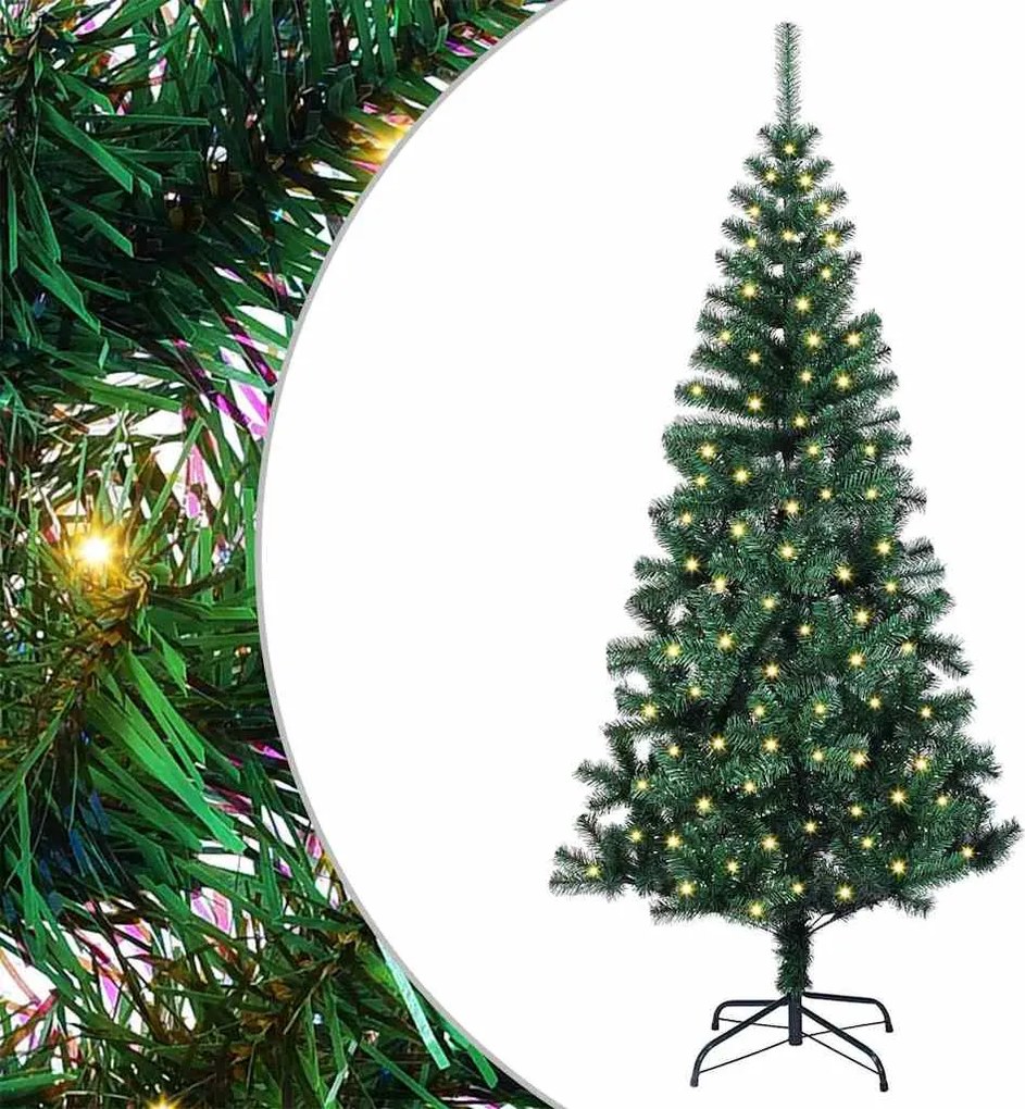 Umělý osvětlený vánoční stromeček Zelená 120 cm PVC a kov 3396732
