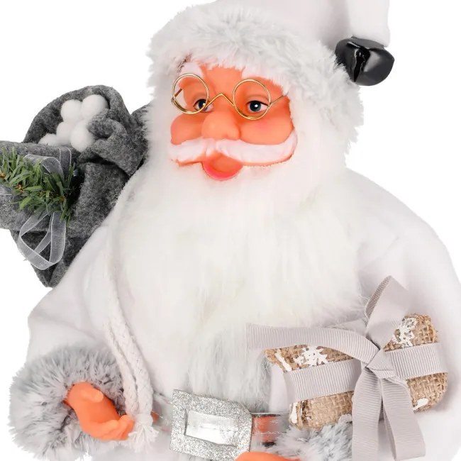 Vánoční dekorace Santa Claus bílá / šedá 40 cm