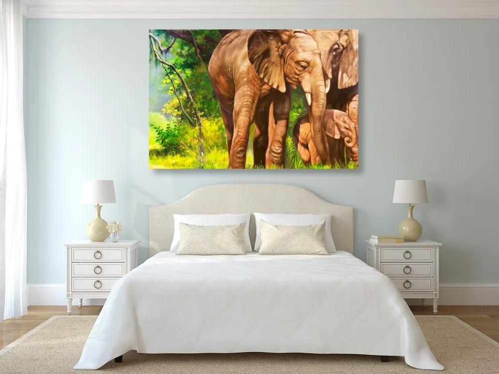Obraz sloní rodinka Varianta: 120x80