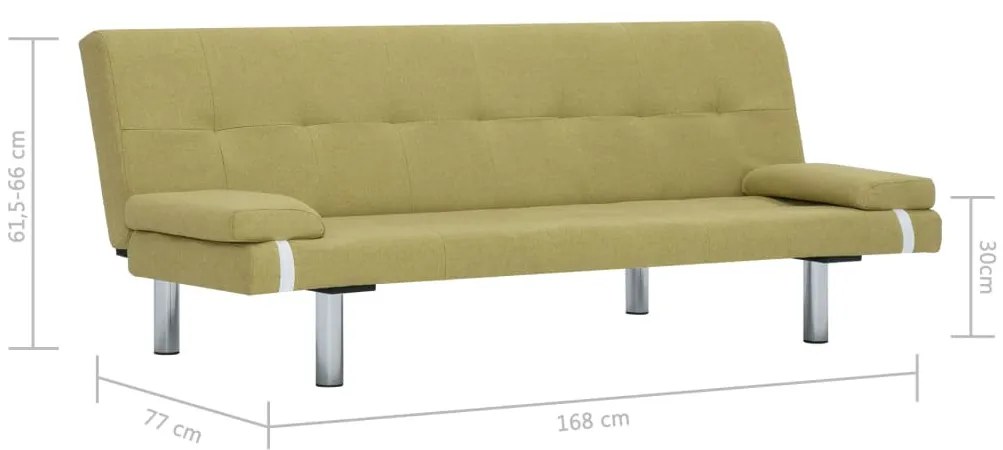 vidaXL 282188 Marketos Sofa Bed with Two Pillows Green Polyester