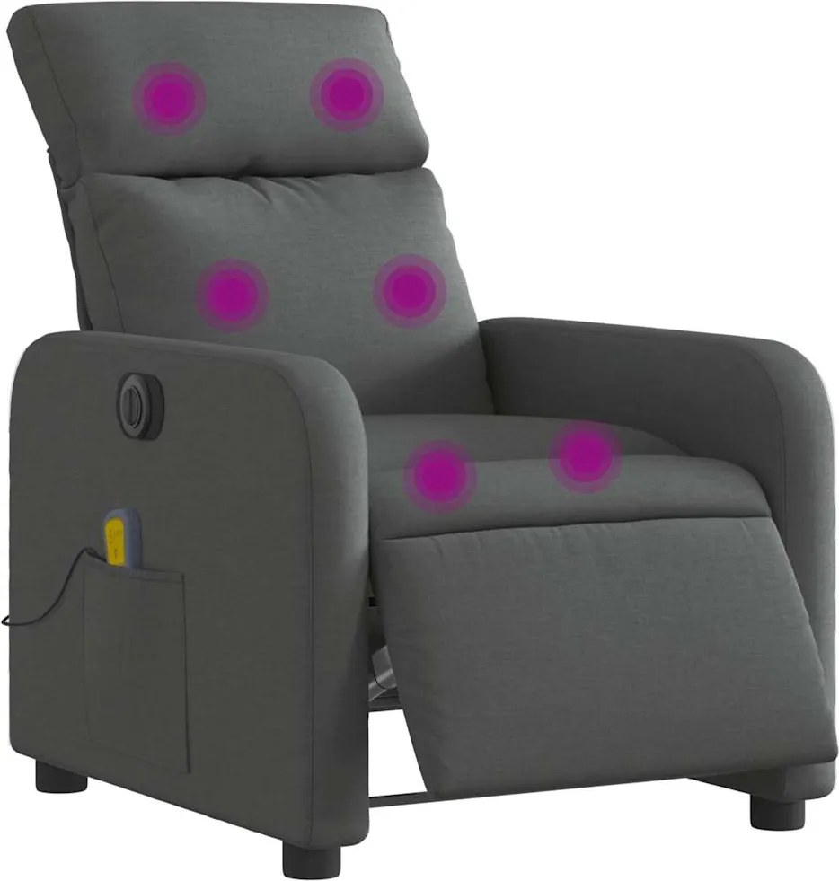 Elektrické masážní polohovací křeslo tmavě šedé textil 3206691