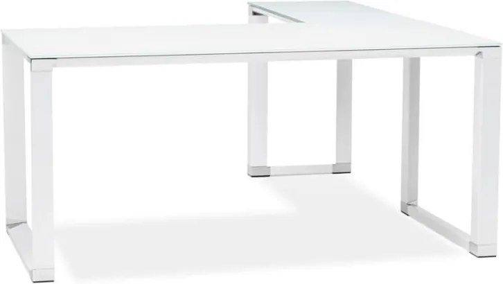 Vivo Rohový kancelářský stůl WERNER bílý/sklo