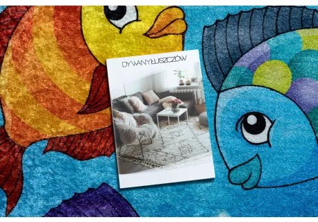 Dywany Luszczow Dětský kusový koberec JUNIOR 51594.801 pratelný  kulatý ryby, oceán pro děti protiskluz, modrý Rozměr koberce: 100 cm KRUH