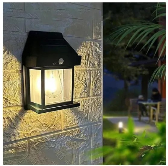 Solární zahradní nástěnná lampa Solar Interaction YX-777 - černá