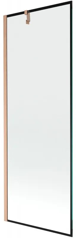 Mexen Next, 1-křídlová vanová zástěna 70 x 150 cm, 6mm čiré sklo - černý vzor, ​​měděná matná, 895-070-000-00-70-65