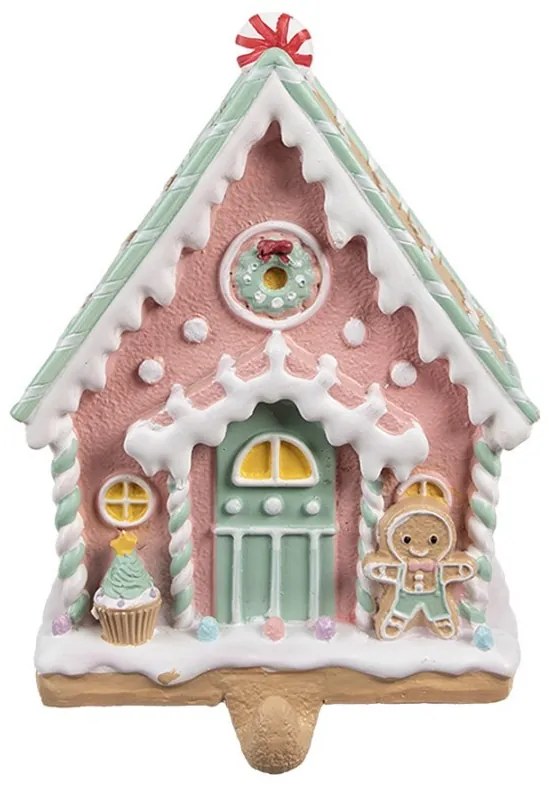 Háček na punčochu chaloupka Gingerbread House Pastello - 13*10*18 cm