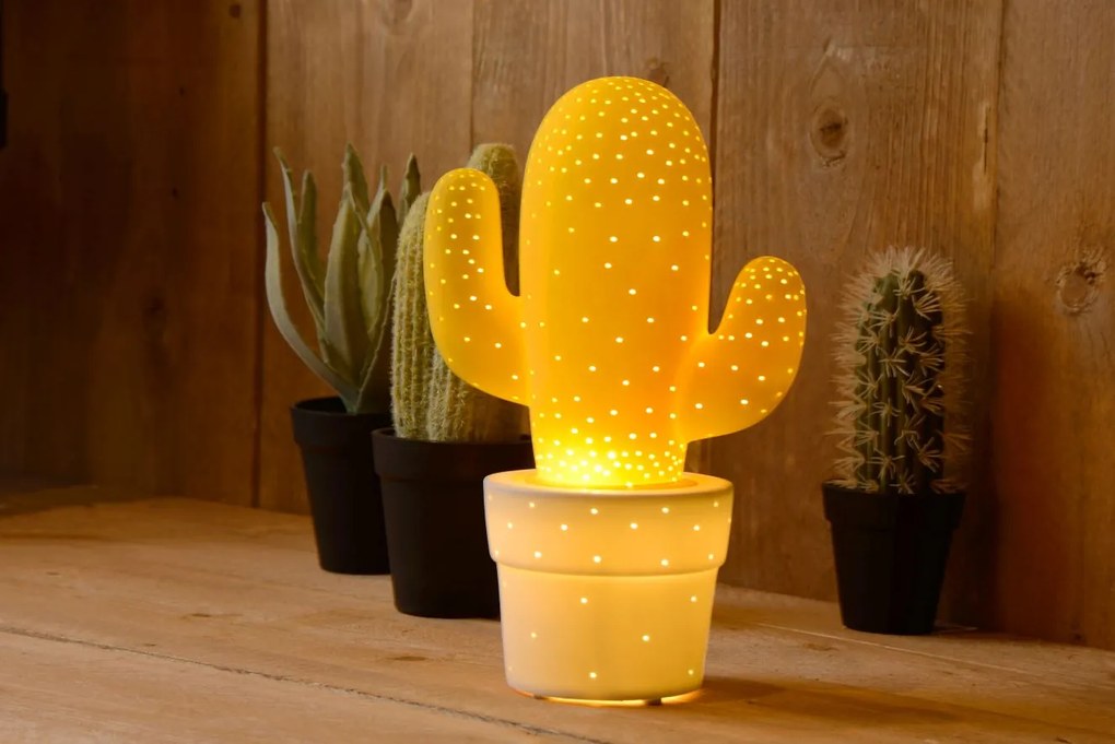 LUCIDE CACTUS Yellow stolní lampa