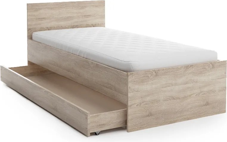 Postel ELISA 90 x 200 cm, dub sonoma Matrace: Matrace Coco Maxi 20 cm, Rošt: Bez roštu