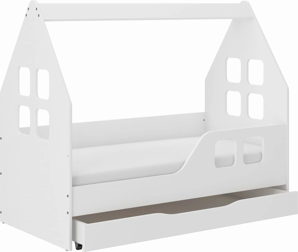 Wooden Toys Dětská postel DOMEK se zásuvkou 140x70, pravá