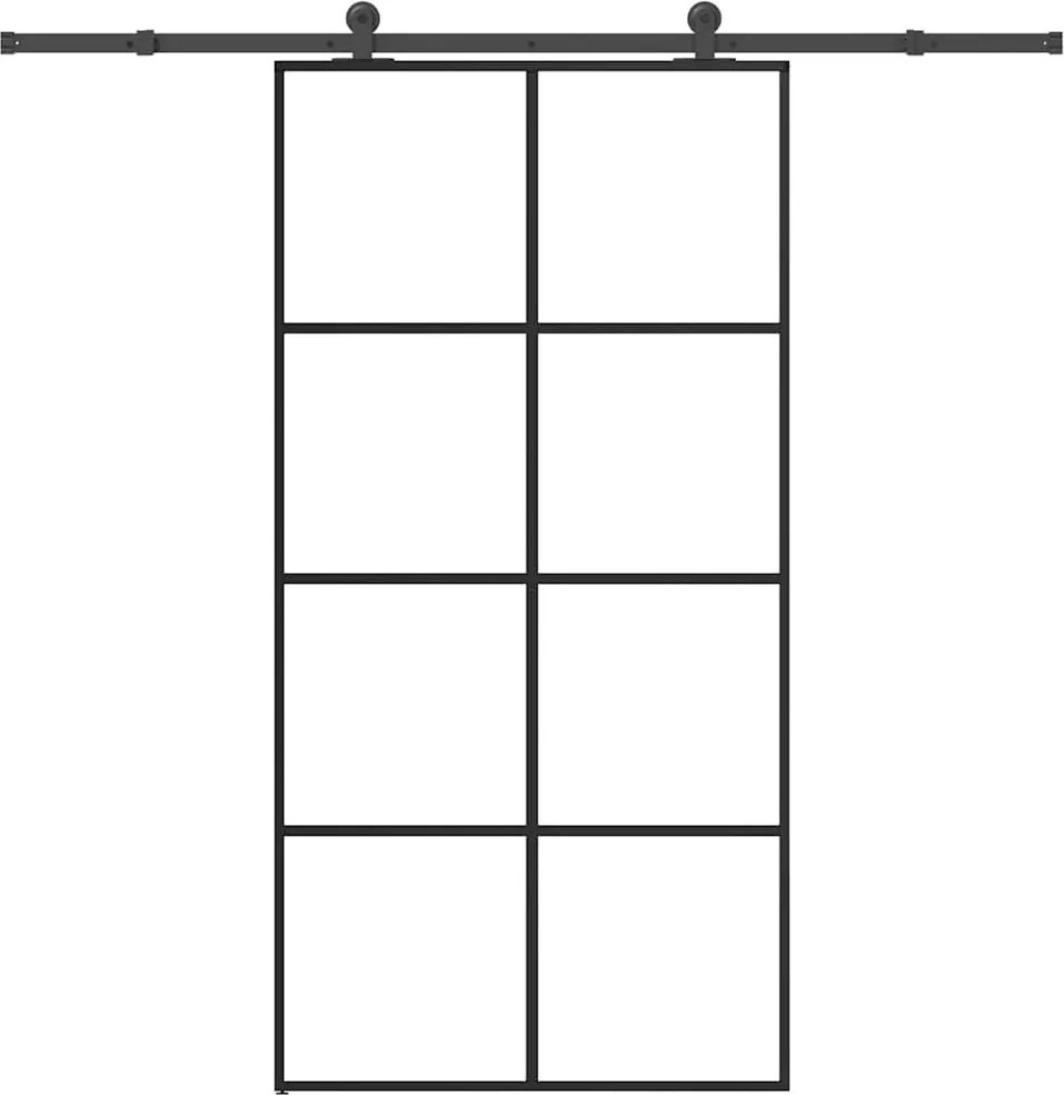 vidaXL Posuvné dveře s kováním 102,5 x 205 cm ESG sklo a hliník