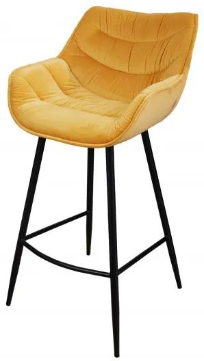 Noble Home Hořčičná sametová barová židle The dutch comfort