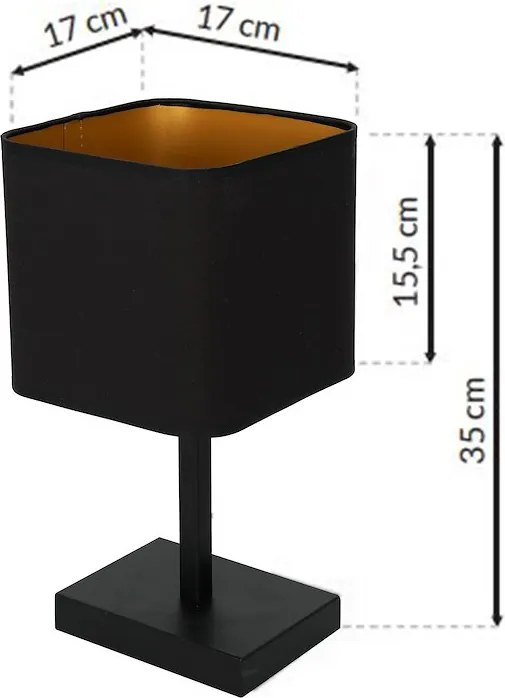 Stolní lampa Napoli, 1x černé textilní stínítko, b