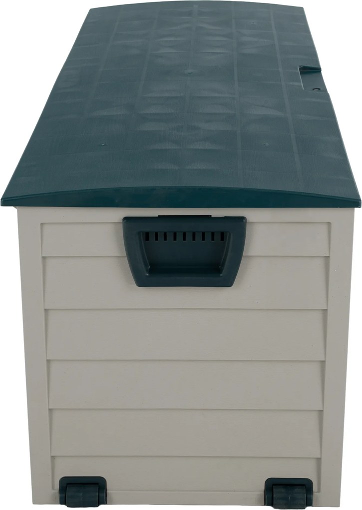 Zahradní úložný box, šedá/zelená, KORTEZ